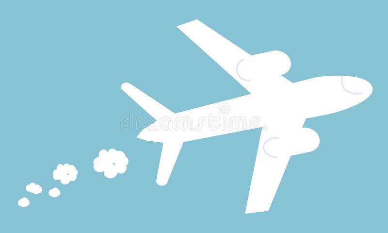 White Airplane Flying, Simple Flat Vector Drawing Stock Image ...