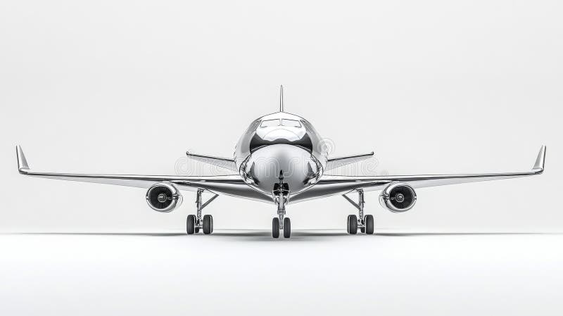 White Airplane Front View on White Background Stock Illustration ...