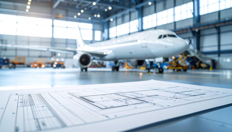 White Airplane Model on Blueprint, Symbolizing Travel Planning and ...