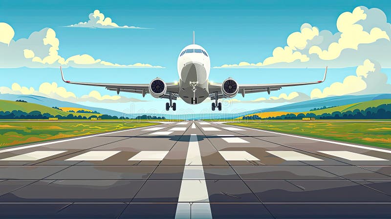 A White Airplane is Taking Off from a Runway Stock Image - Image of ...