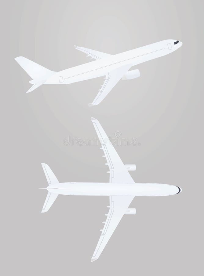 White Airplane Top and Side View Stock Vector - Illustration of machine ...