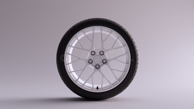 White Alloy Rim Wheel with a Complex Multi Spoke Design with Racing ...