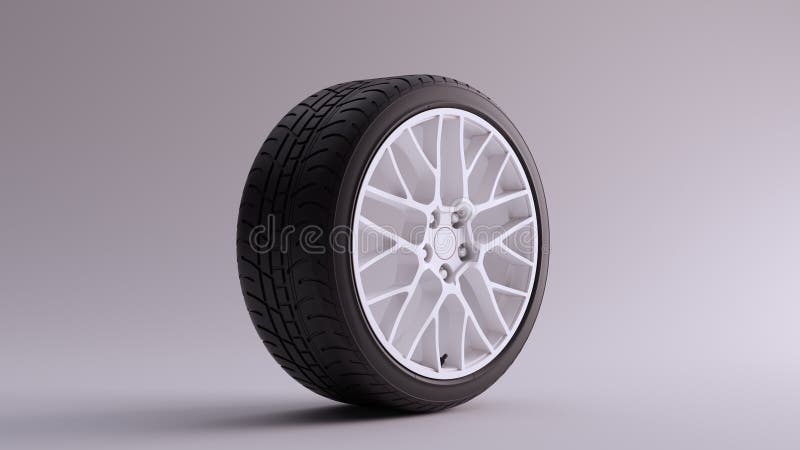 White Alloy Rim Wheel with a Complex Multi Spoke Design with Racing ...