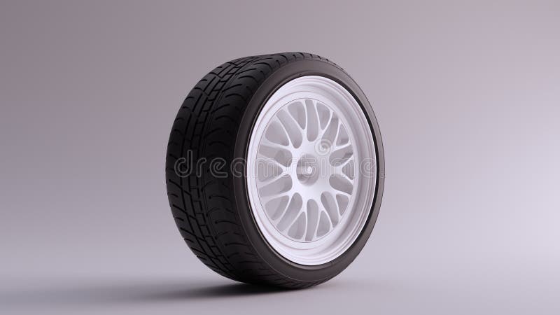 White Alloy Rim Wheel with a Complex Multi Spoke Design with Racing ...