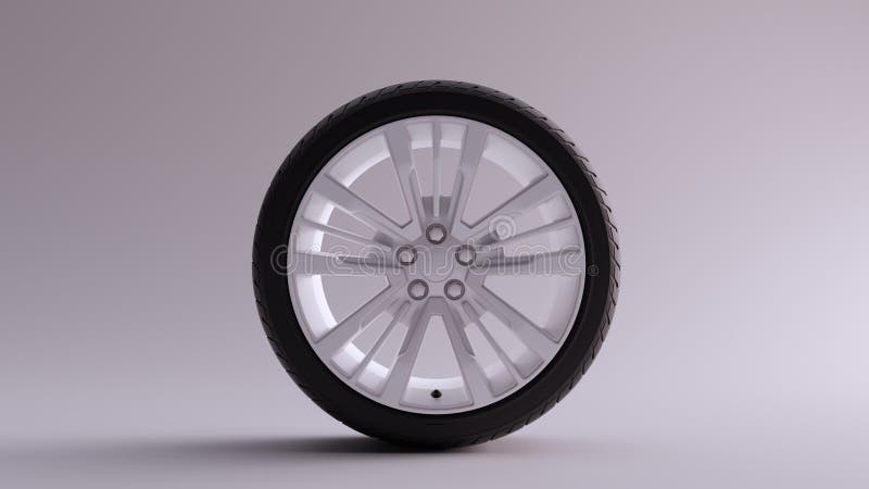 White Alloy Rim Wheel with a Complex Multi Spoke Design with Racing ...
