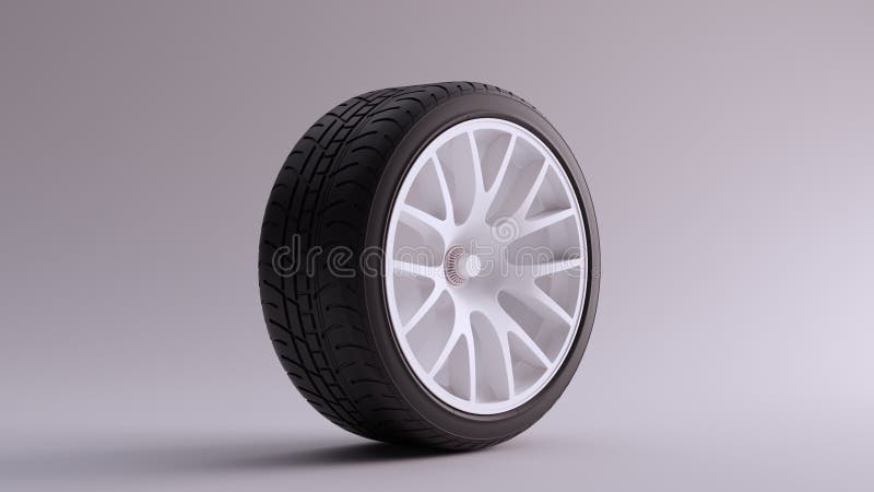 White Alloy Rim Wheel with a Complex Multi Spoke Design with Racing ...