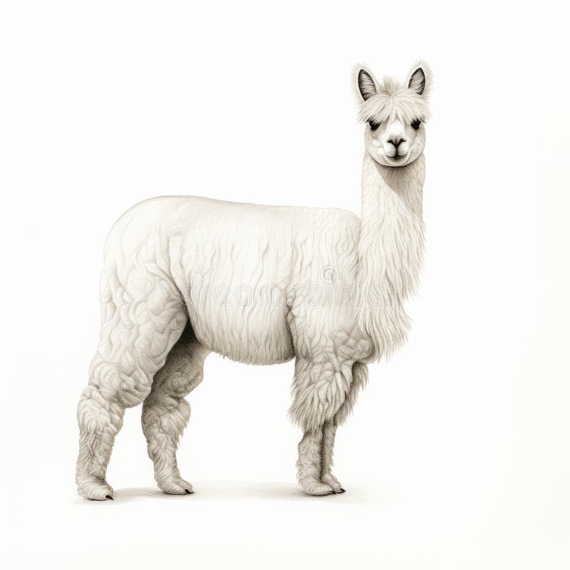 Realistic Graphite Drawing of a White Alpaca with Americana Iconography ...