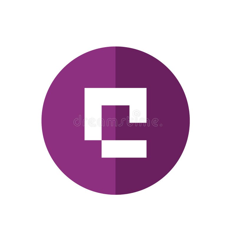White Alphabet C on Purple Color Circle Shape, Flat Style Icon Design ...