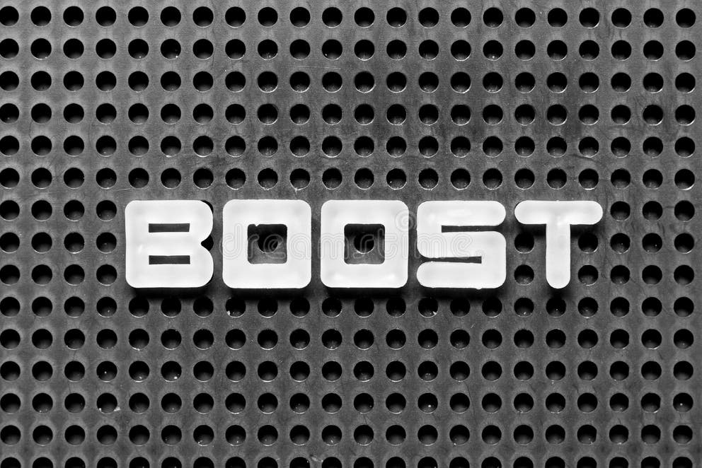 White Letter in Word Boost on Black Pegboard Background Stock Photo ...