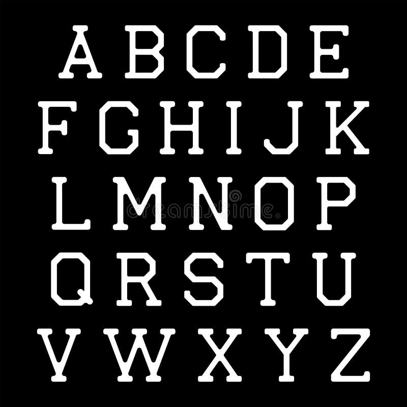 White Alphabet Letters on Black Background Stock Vector - Illustration ...