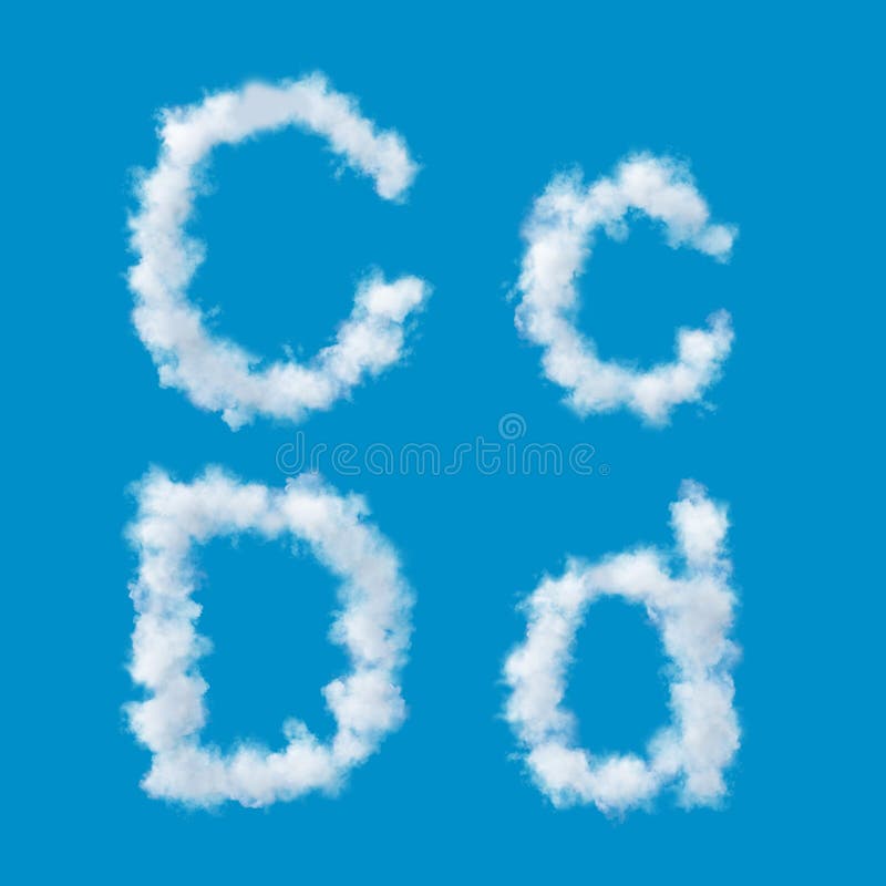 White Alphabet Made of Clouds on a Blue Sky, Uppercase and Lowercase ...