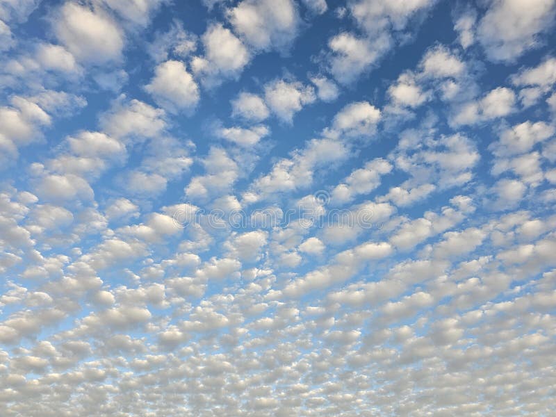 White Altocumulus Clouds Form Lines Across the Beautiful Blue Sky ...