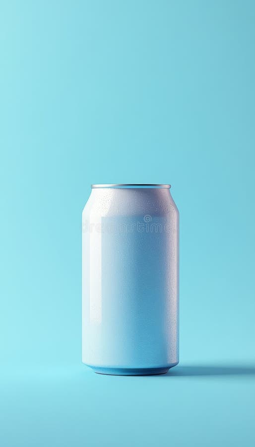 White Aluminum Can Mockup on a Minimal Blue Background, Drink Can ...