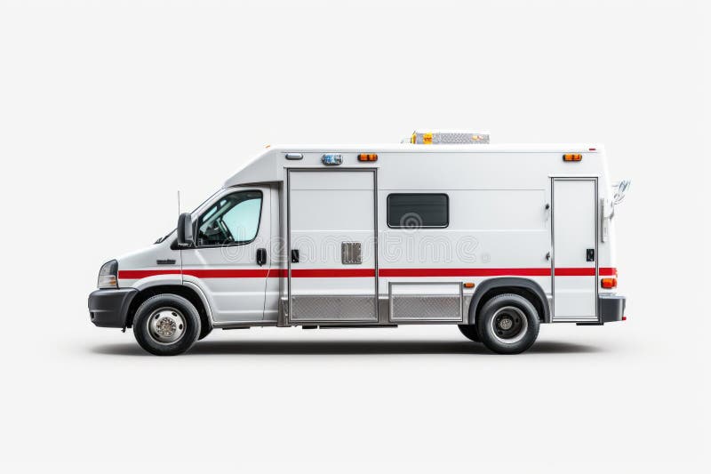 A White Ambulance with a Red Stripe on the Side. Suitable for Medical ...