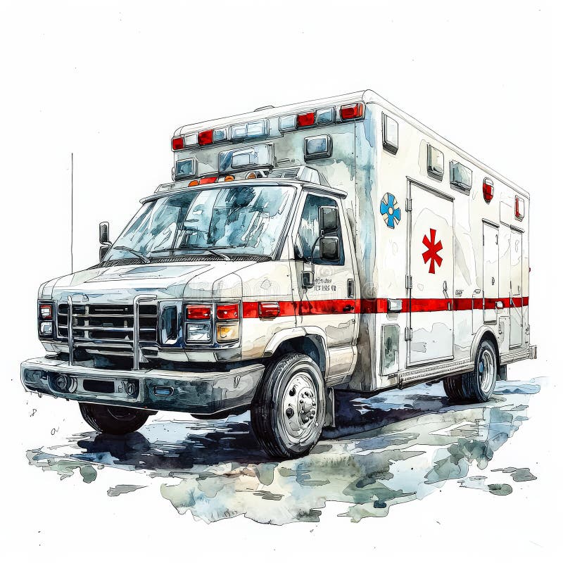 White Ambulance with Red and White Stripes Stock Photo - Image of speed ...