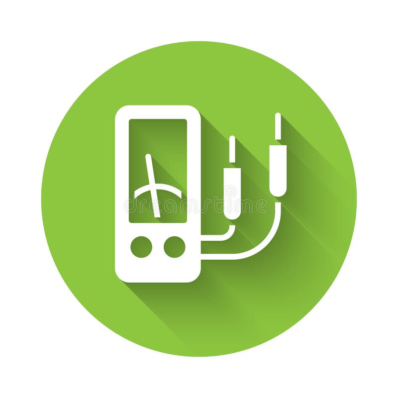 White Ampere Meter, Multimeter, Voltmeter Icon Isolated with Long ...