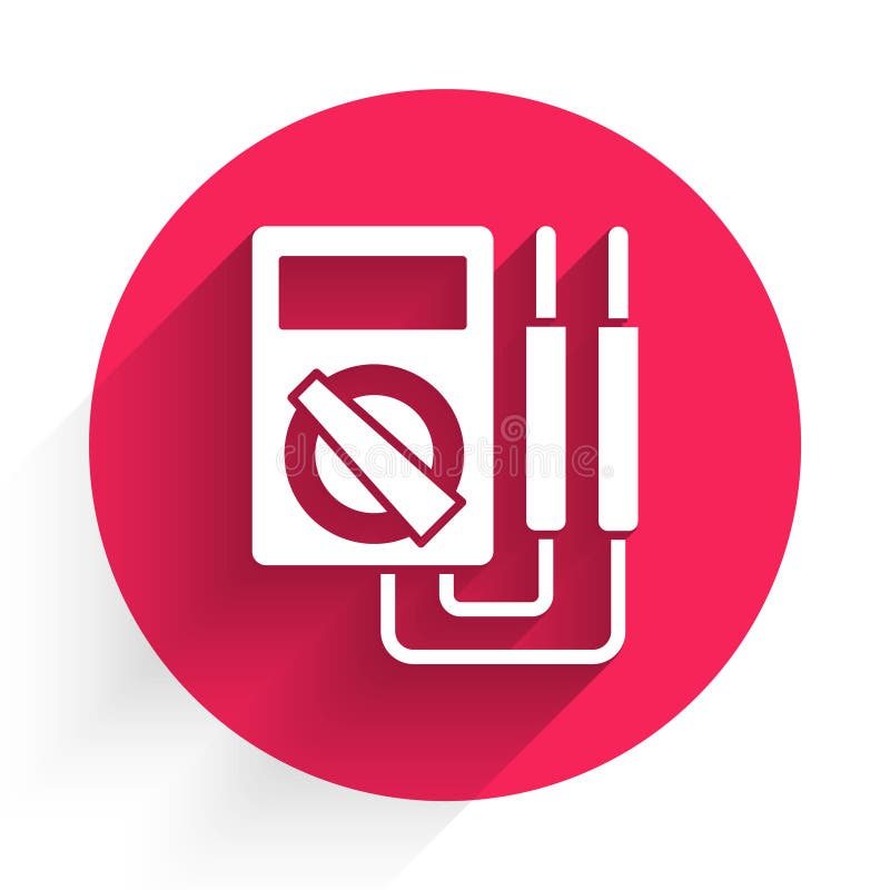 White Ampere Meter, Multimeter, Voltmeter Icon Isolated with Long ...