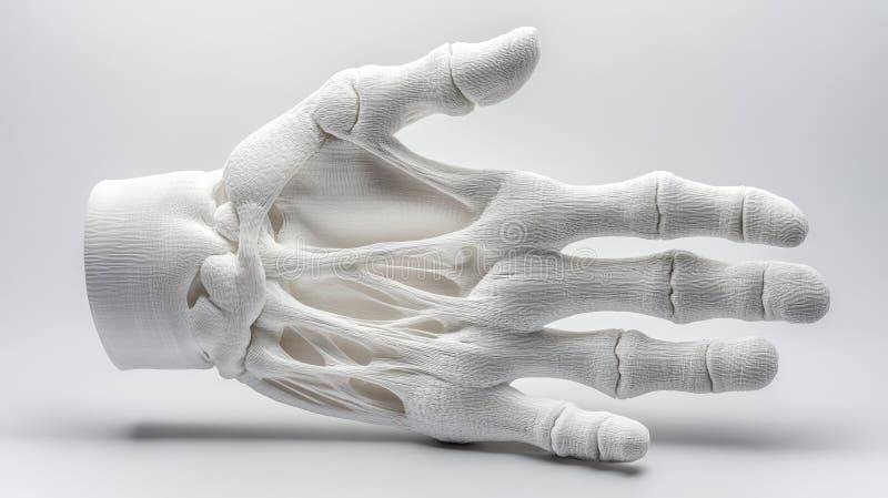 A White, Anatomical Model of a Human Hand with Visible Bones and ...