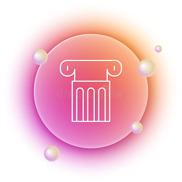 White Ancient Column Icon Isolated on White Background. Orange and Pink Gradient Circle ...