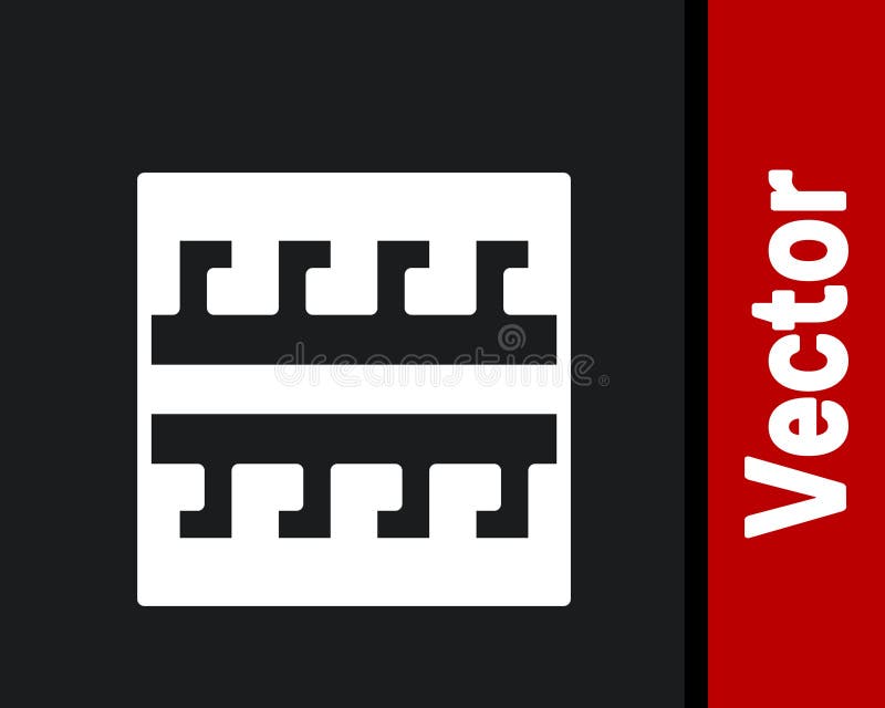 White Ancient Greek Pattern Icon Isolated on Black Background. Vector ...