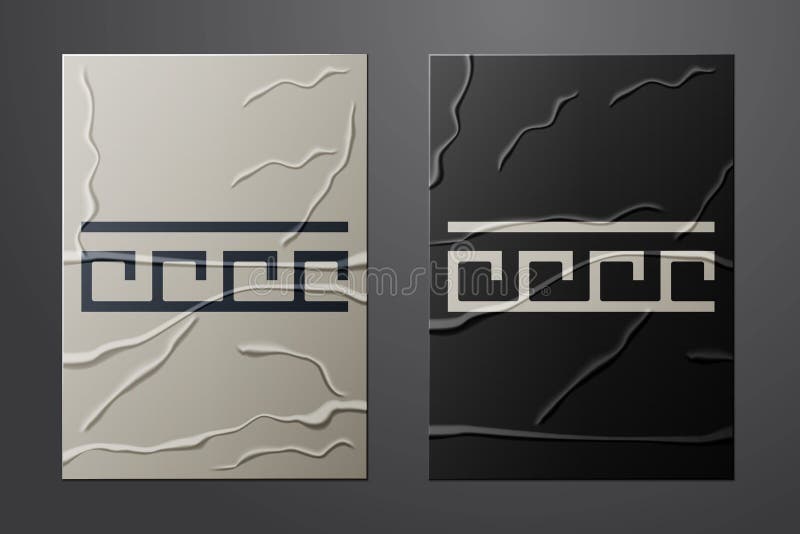 White Ancient Greek Pattern Icon Isolated on Crumpled Paper Background ...