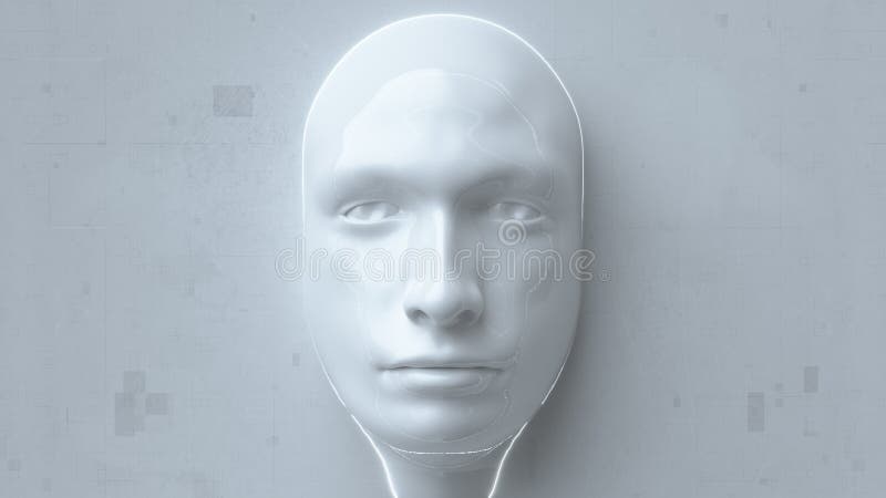 White Android Face 3D Render Illustration Stock Illustration ...