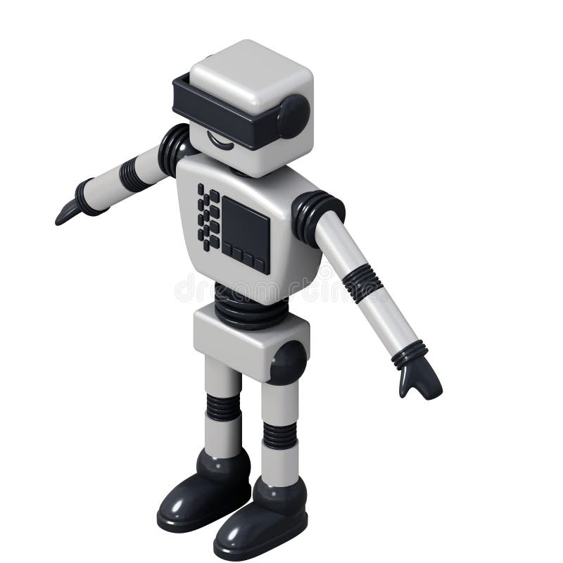 White Android Robot Isolated on White Background. 3D Rendering. Stock ...