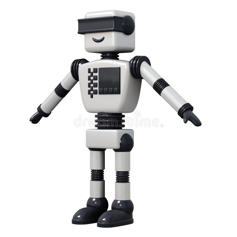 White Android Robot Isolated on White Background. 3D Rendering. Stock ...