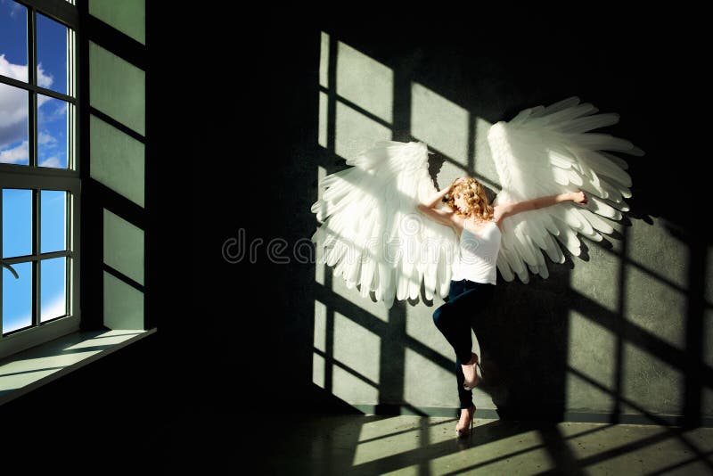 White Angel and Day Light on Background Stock Image - Image of ...