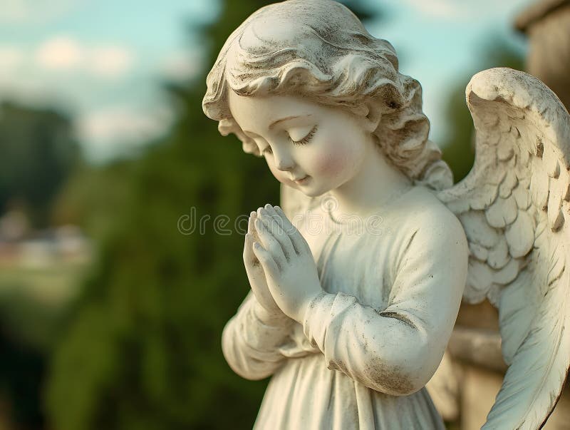 A White Angel Statue is Praying with Its Hands Together Stock ...