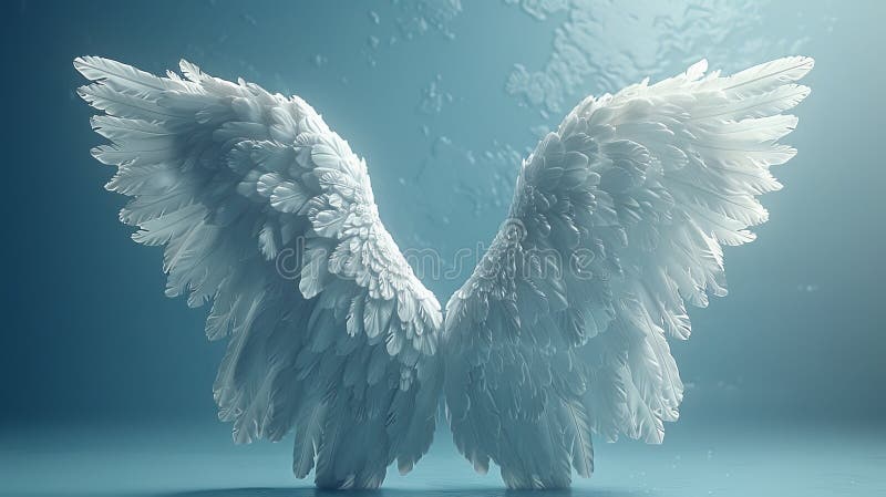 White Angel Wings Against Blue Background, Artistic Concept Stock Image ...