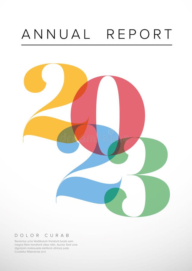 White Annual Report Front Cover Page Template with Big Color Year ...