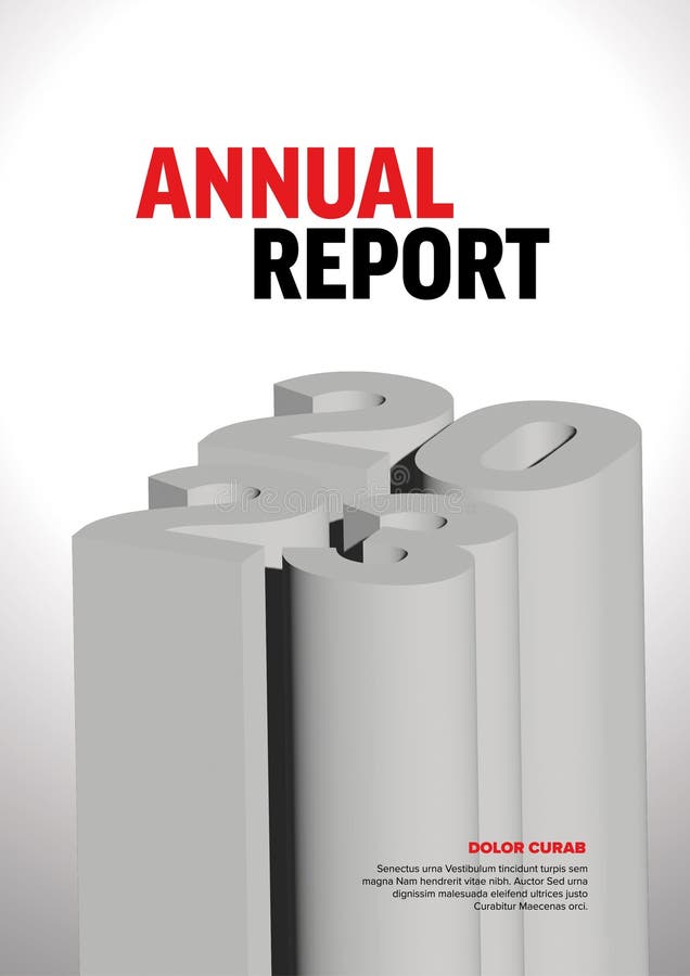 White Annual Report Front Cover Page Template with Big 3d Year Numbers ...