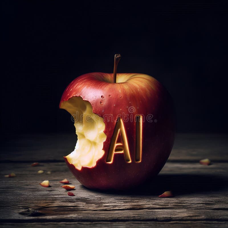 AI apple symbol stock illustration. Illustration of innovation - 321830754