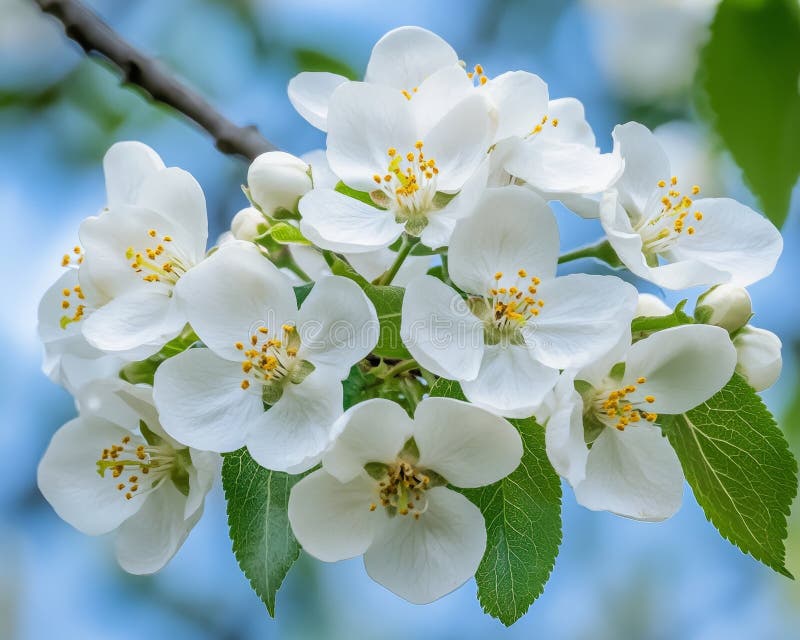 White Apple Flowers in Bloom. Spring Background with Branch of ...