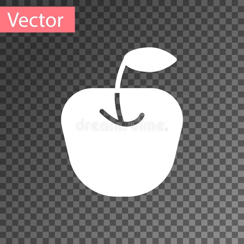 White Apple Icon Isolated on Transparent Background. Fruit with Leaf ...