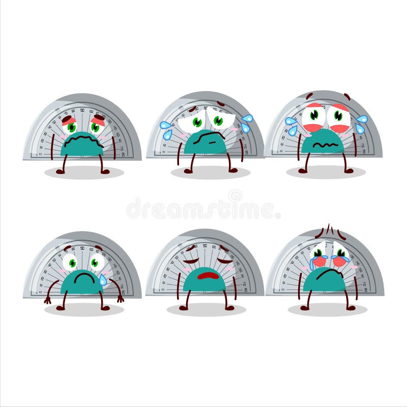 White Arc Ruler Cartoon Character with Sad Expression Stock Vector ...