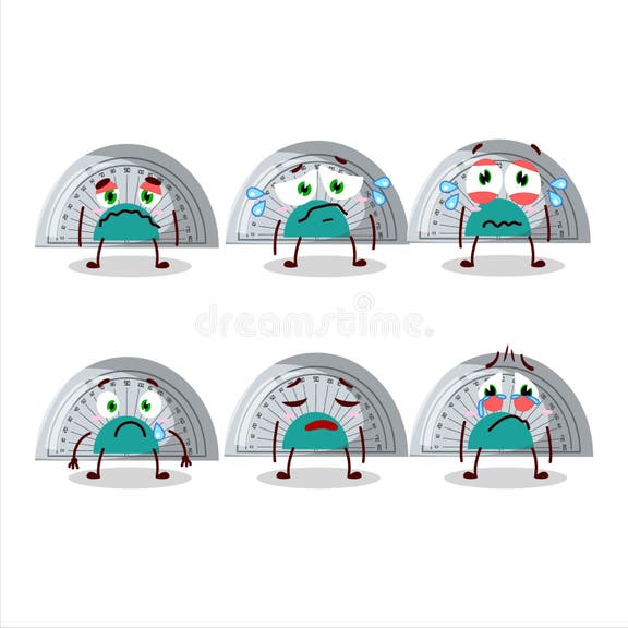 White Arc Ruler Cartoon Character with Sad Expression Stock Vector ...