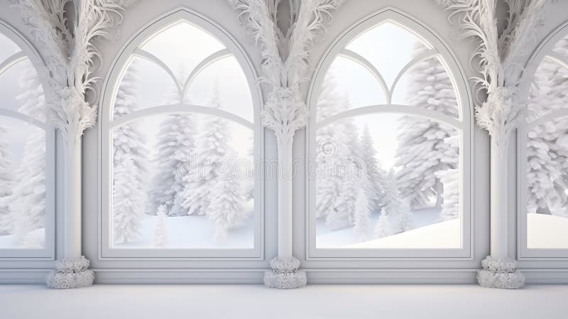 White Arch with a Window, in a Fantasy Background Stock Illustration ...