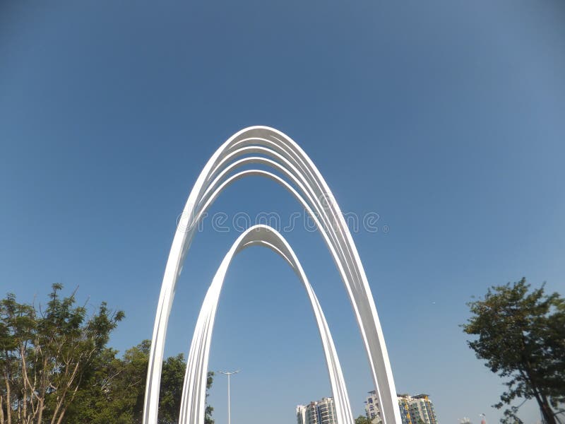 The White Arched Building Frame Landscape Stock Photo - Image of ...