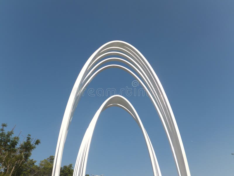 The White Arched Building Frame Landscape Stock Image - Image of beauty ...