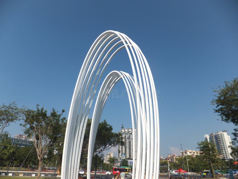 The White Arched Building Frame Landscape Editorial Photography - Image ...