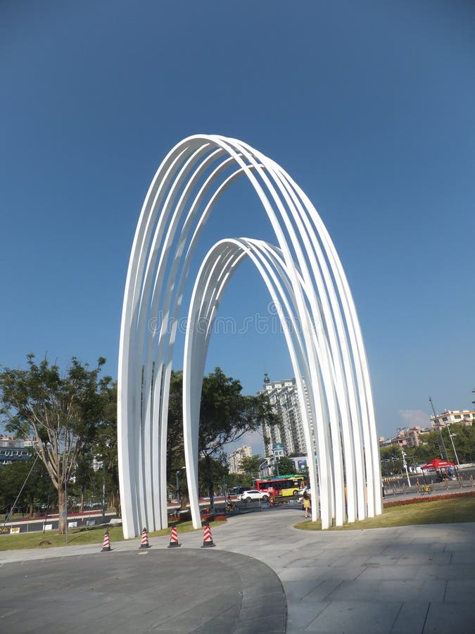 The White Arched Building Frame Landscape Stock Image - Image of ...