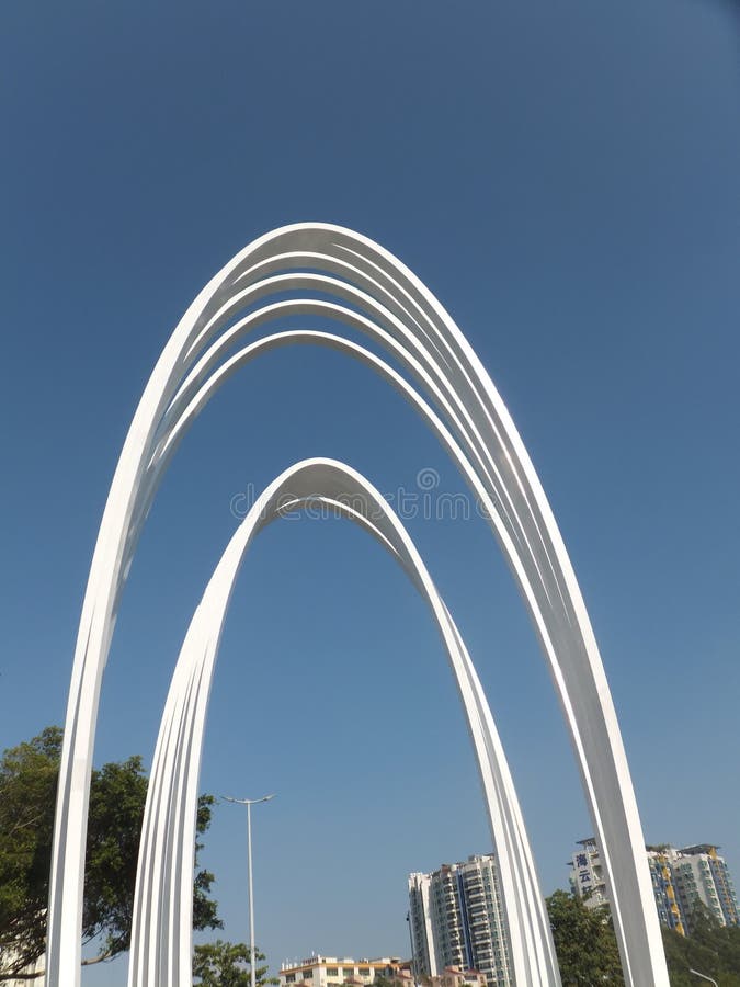 The White Arched Building Frame Landscape Stock Image - Image of beauty ...