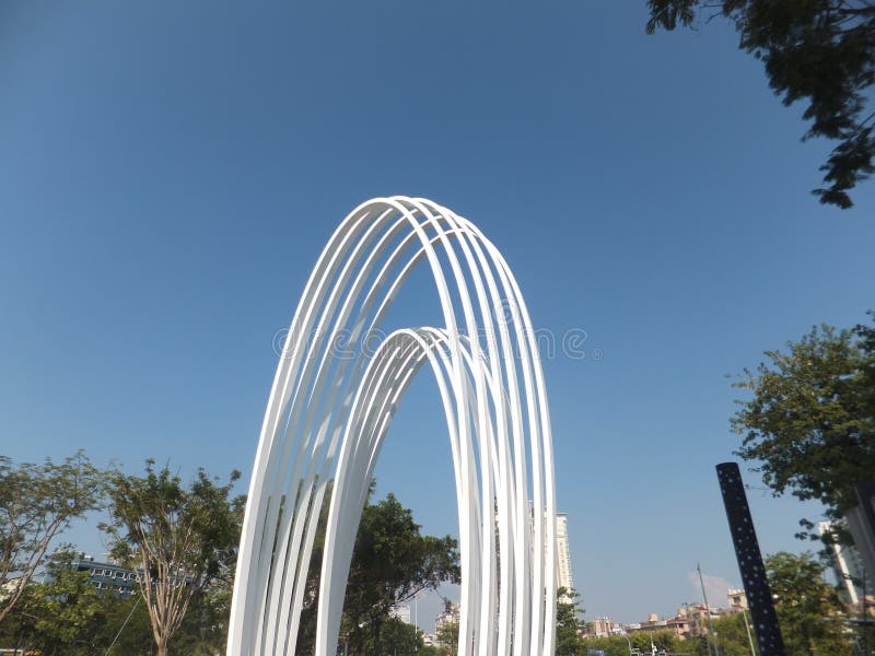 The White Arched Building Frame Landscape Stock Photo - Image of ...