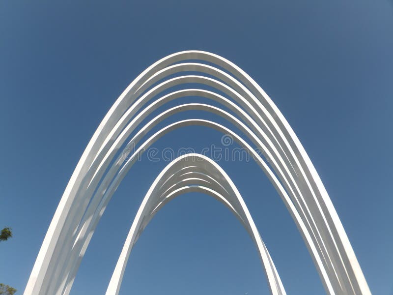 The White Arched Building Frame Landscape Stock Photo - Image of modern ...