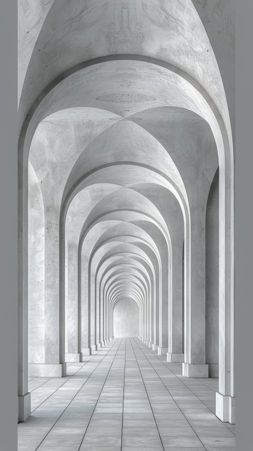 White Arched Corridor in Modern Architecture Stock Image - Image of ...