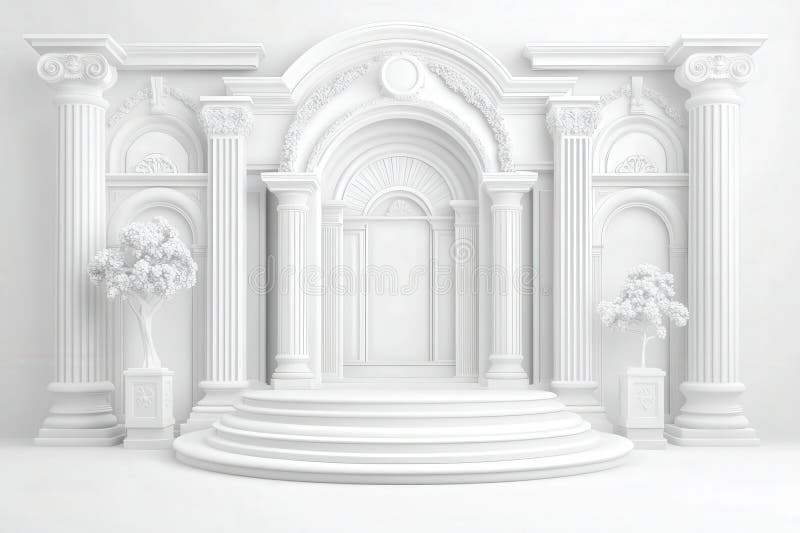 White Architectural Columns and Arches with Steps. Stock Illustration ...