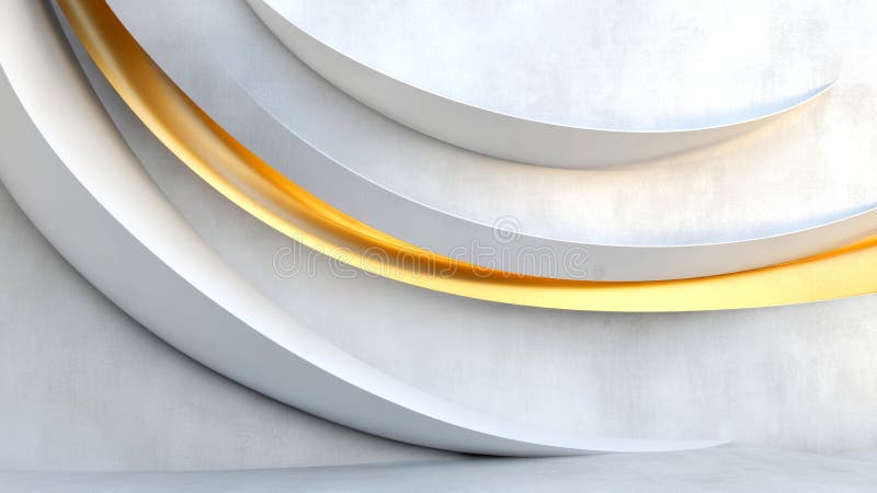 White Architectural Design Element Flowing on a Concrete Wall, with a ...