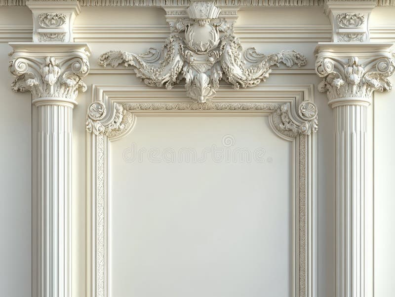 Ornate White Architectural Frame with Columns Stock Illustration ...